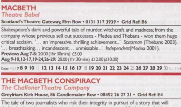 Programme Listing for Macbeth at the Gateway Theatre | QMU 150 | Queen ...